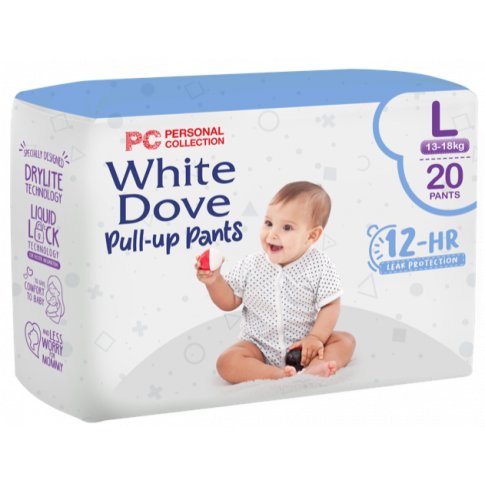 WHITE DOVE BABY PULL-UP PANTS LARGE - Personal Collection